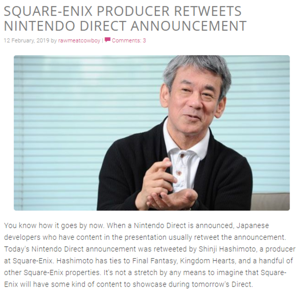 Square-Enix retweets Nintendo Direct announcement | Nintendo | Know ...