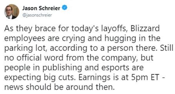 Jason Schreier tweet | Blizzard Entertainment | Know Your Meme