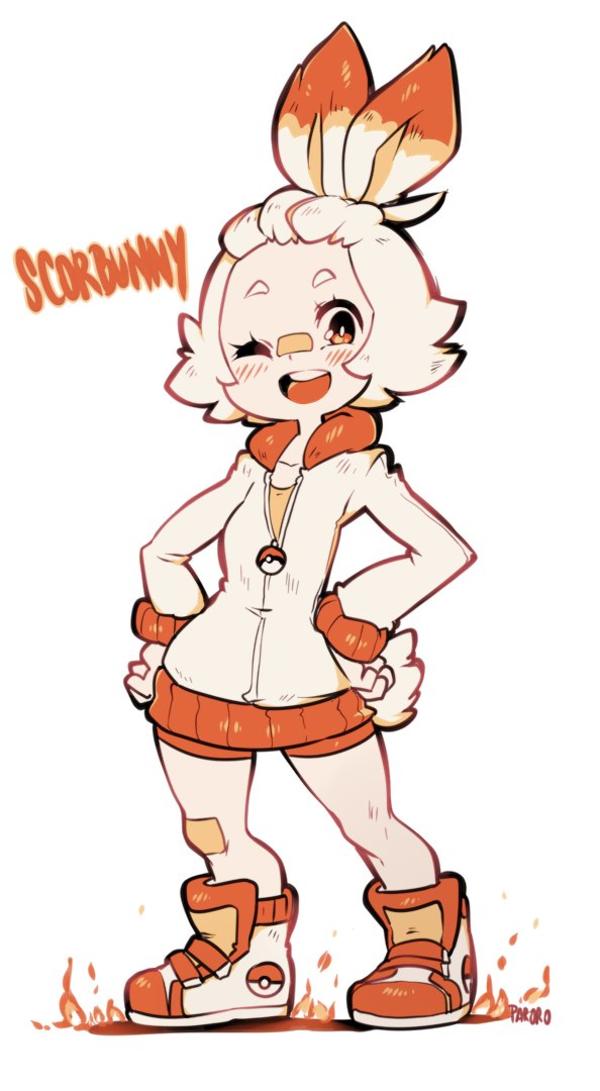 Scorbunny Gijinka by Parorou | Pokémon Sword and Shield | Know Your Meme