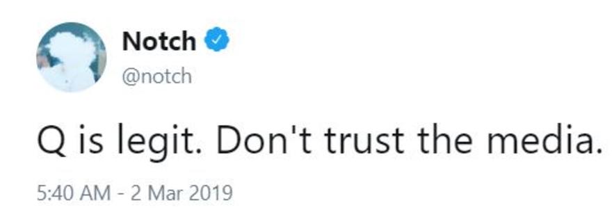 @Notch Markus Persson tweet | QAnon | Know Your Meme