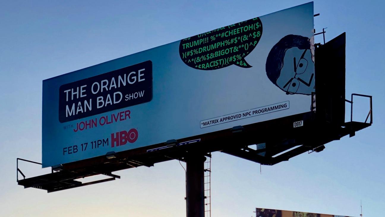 The Orange Man Bad Show billboard | NPC Wojak | Know Your Meme