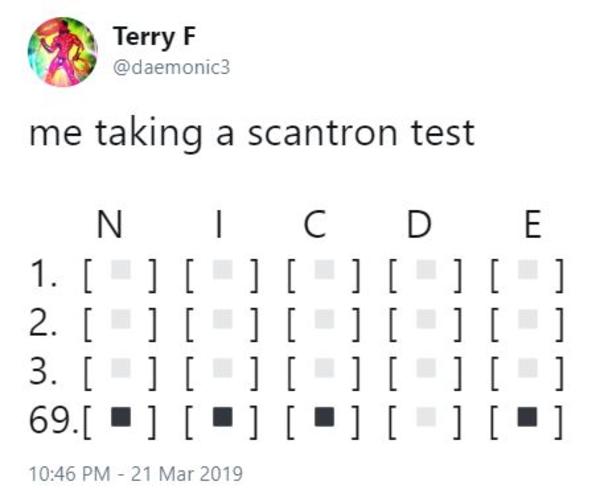nice | Taking Scantron Test | Know Your Meme