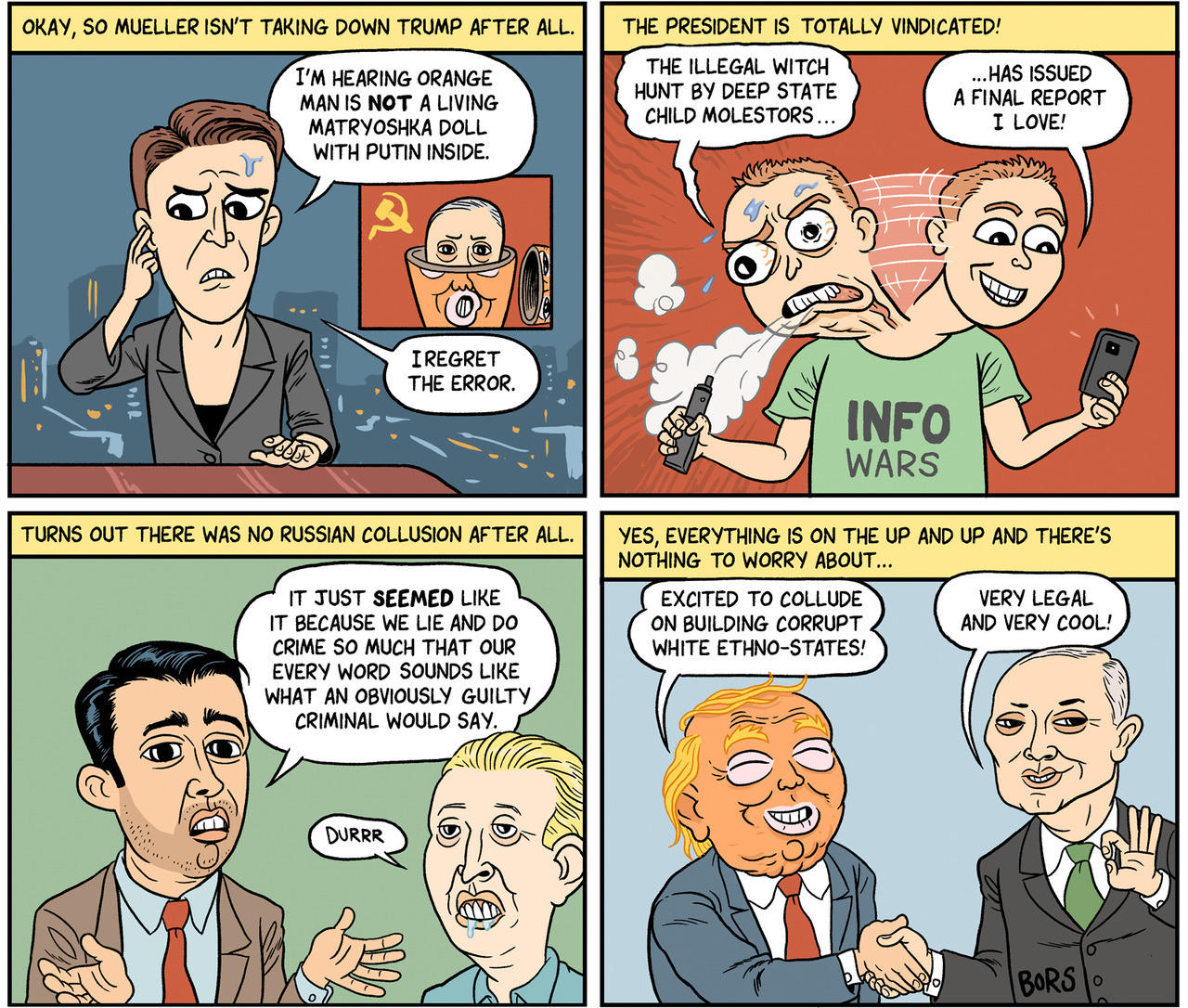 "Collusion Conclusions" by Matt Bors | Mueller Report | Know Your Meme