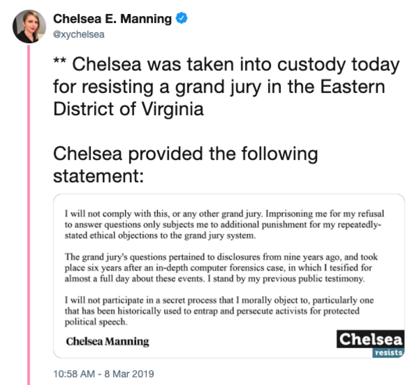 Taken Into Custody | Chelsea Manning | Know Your Meme