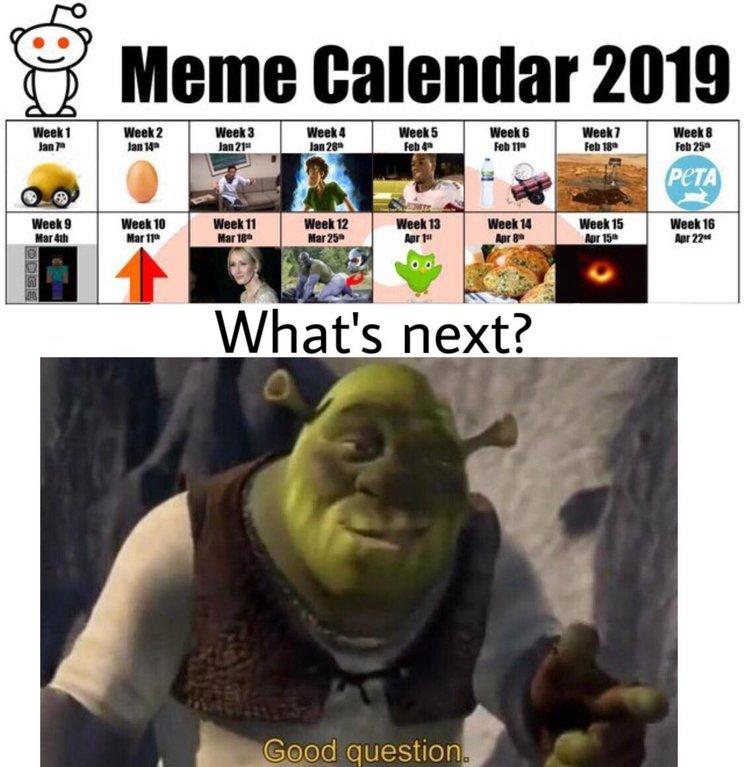 meme calendar 2019 | Good Question | Know Your Meme