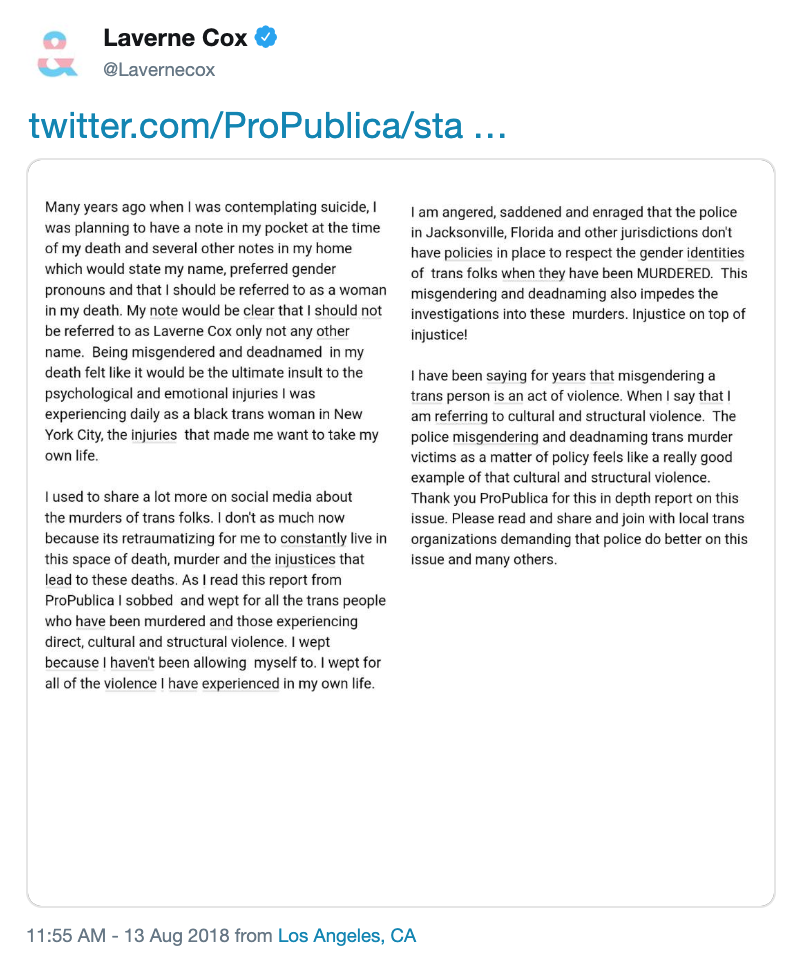 Laverne Cox | Deadnaming | Know Your Meme