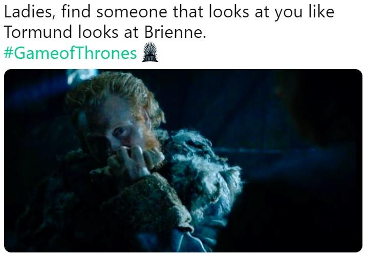 find someone that looks at you like Tormund | Brienne and Tormund ...