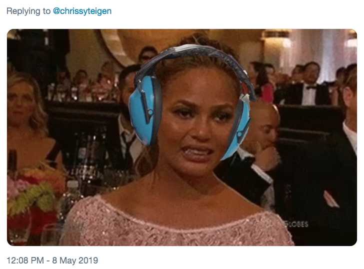 Chrissy With Headphones | Chrissy Teigen's Cry Face | Know Your Meme