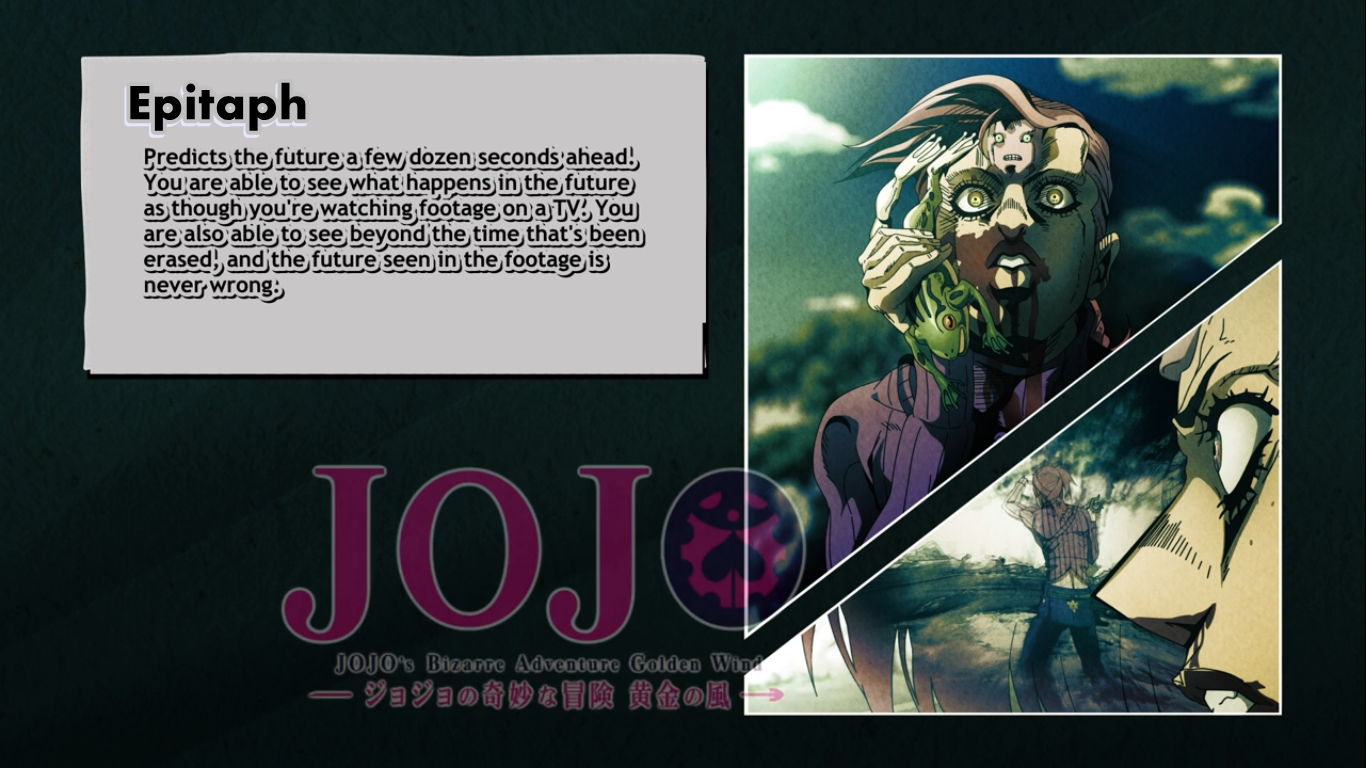 Epitaph Sub-Stand Stats | JoJo's Bizarre Adventure | Know Your Meme