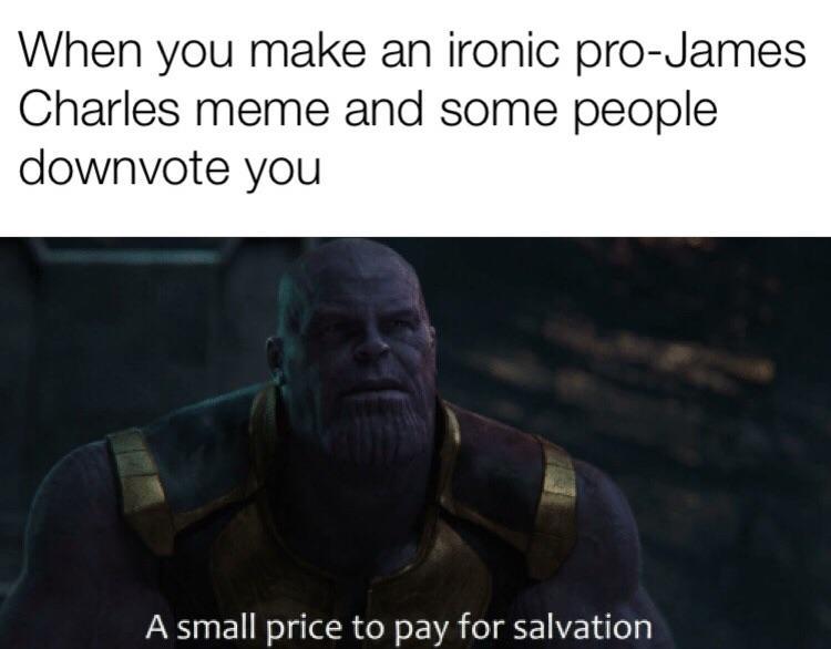 when you make an ironic pro-james charles meme | A Small Price to Pay ...