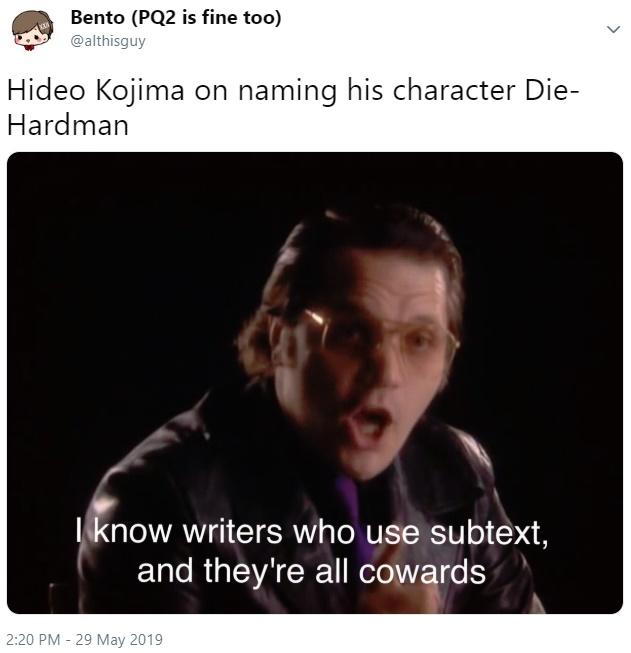 Hideo Kojima on naming his character Die-Hardman | Death Stranding ...