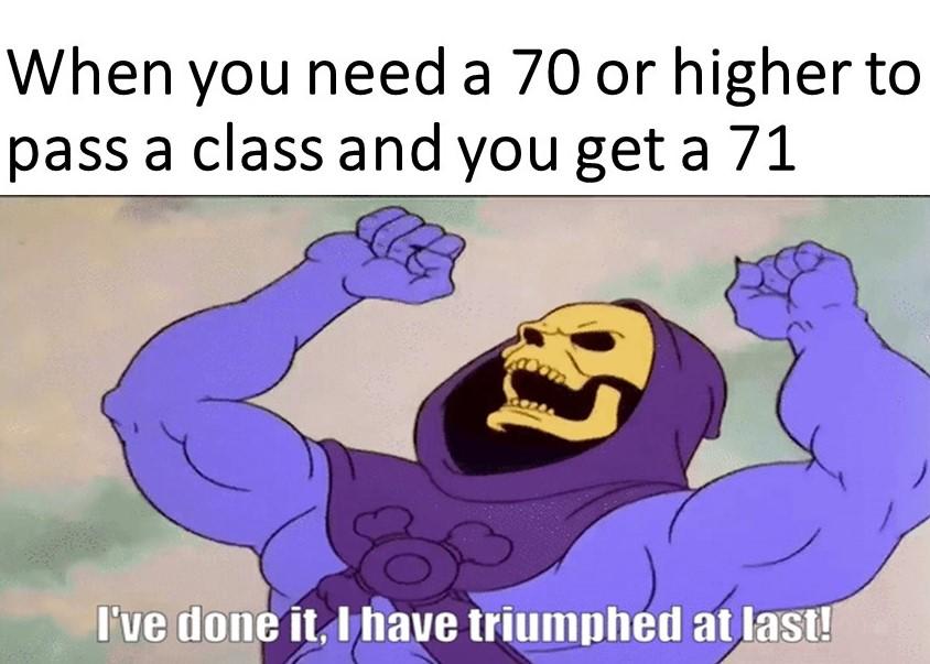 The Triumph Of Getting A Passing Grade Skeletor Know Your Meme