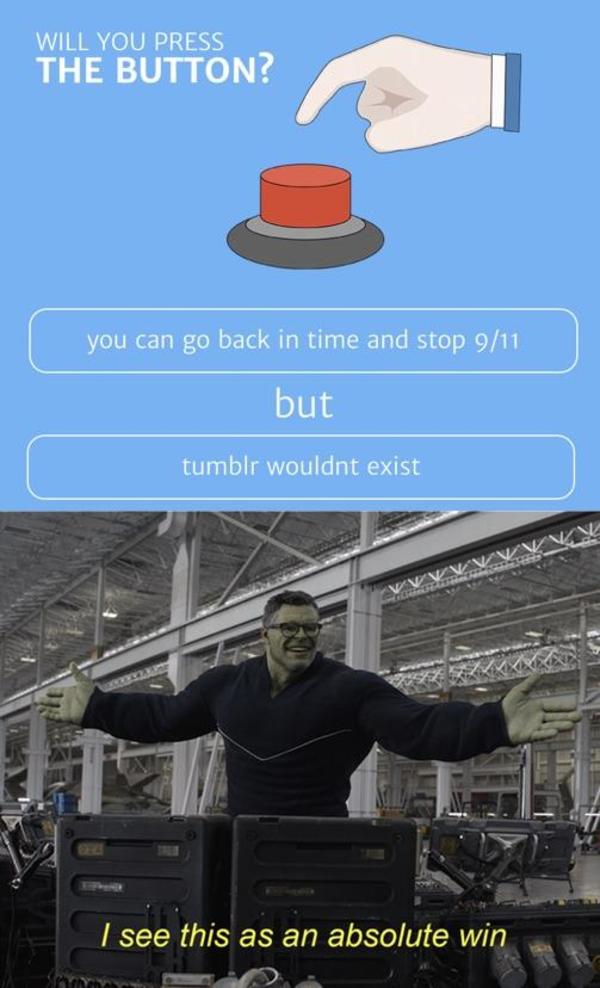 *presses button | Will You Press The Button? | Know Your Meme