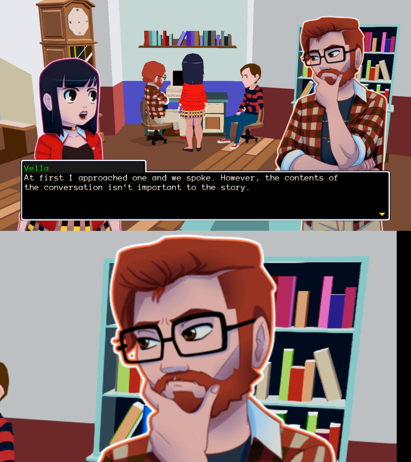 "However, the contents of the conversation isn't important to the story ...