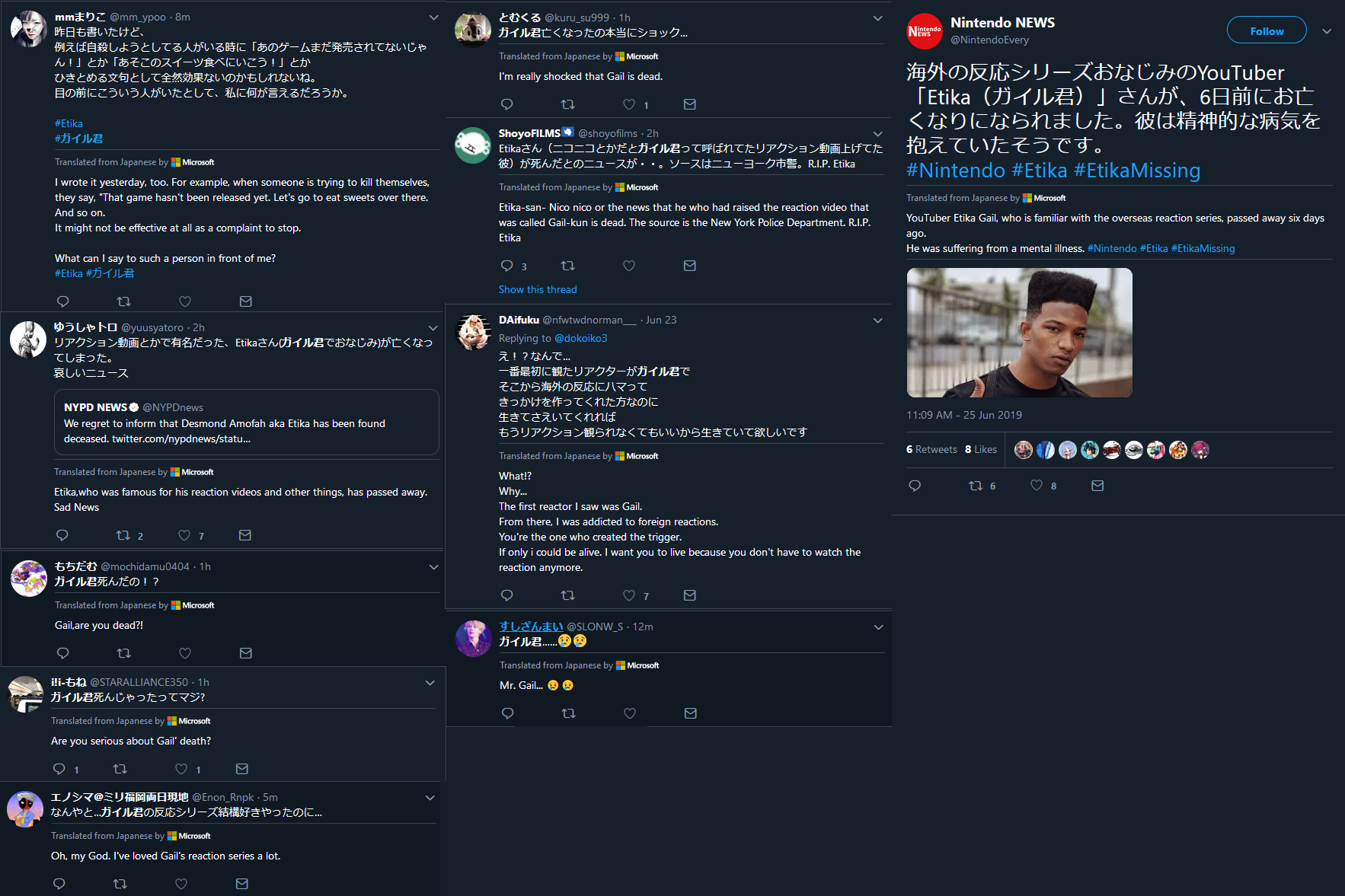 Japanese twitter tribute to Etika | Etika's Suicide | Know Your Meme