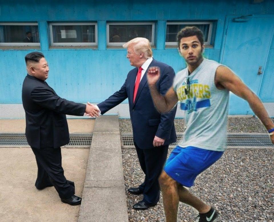 Trump and KJU | Photobombing Jogger | Know Your Meme