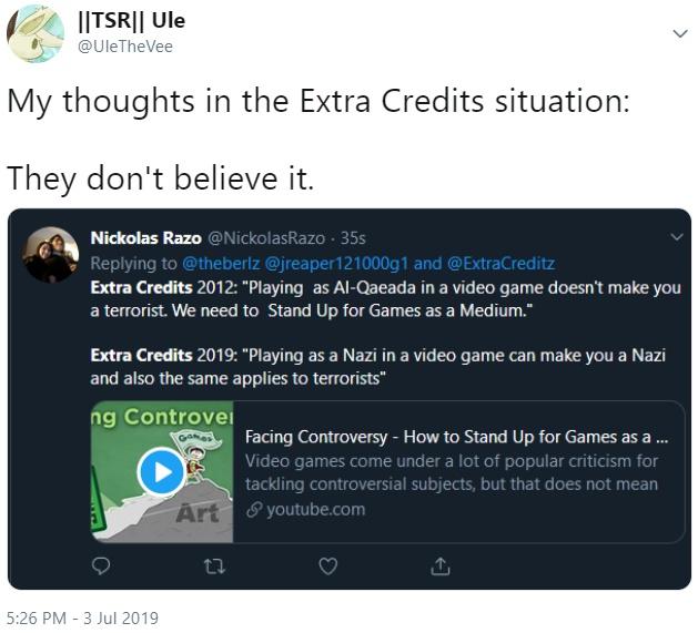 @UleTheVee's Tweet | Extra Credits | Know Your Meme