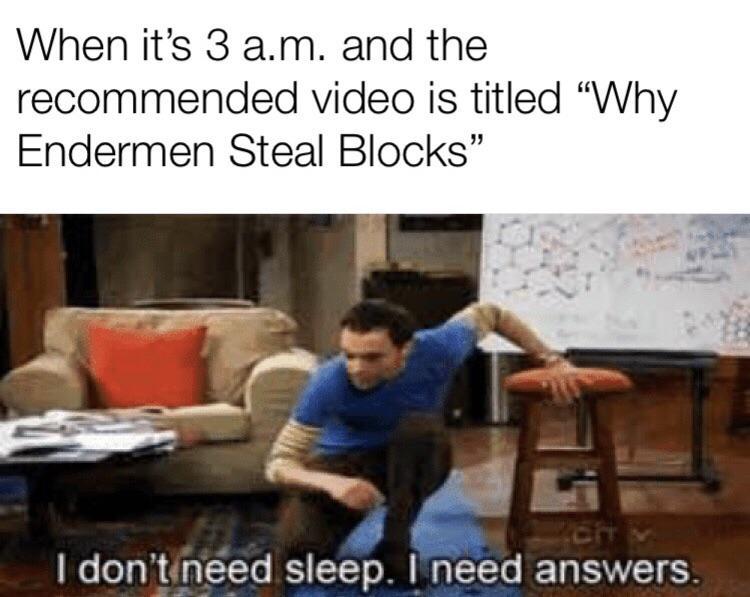 Minecraft | I Don't Need Sleep I Need Answers | Know Your Meme