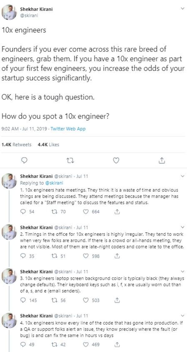Skirani S Twitter Thread 10x Engineer Know Your Meme