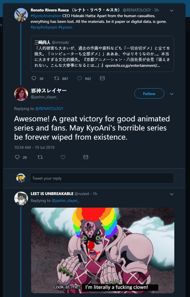 Attention seekers are on full throttle, I see. | 2019 Kyoto Animation ...