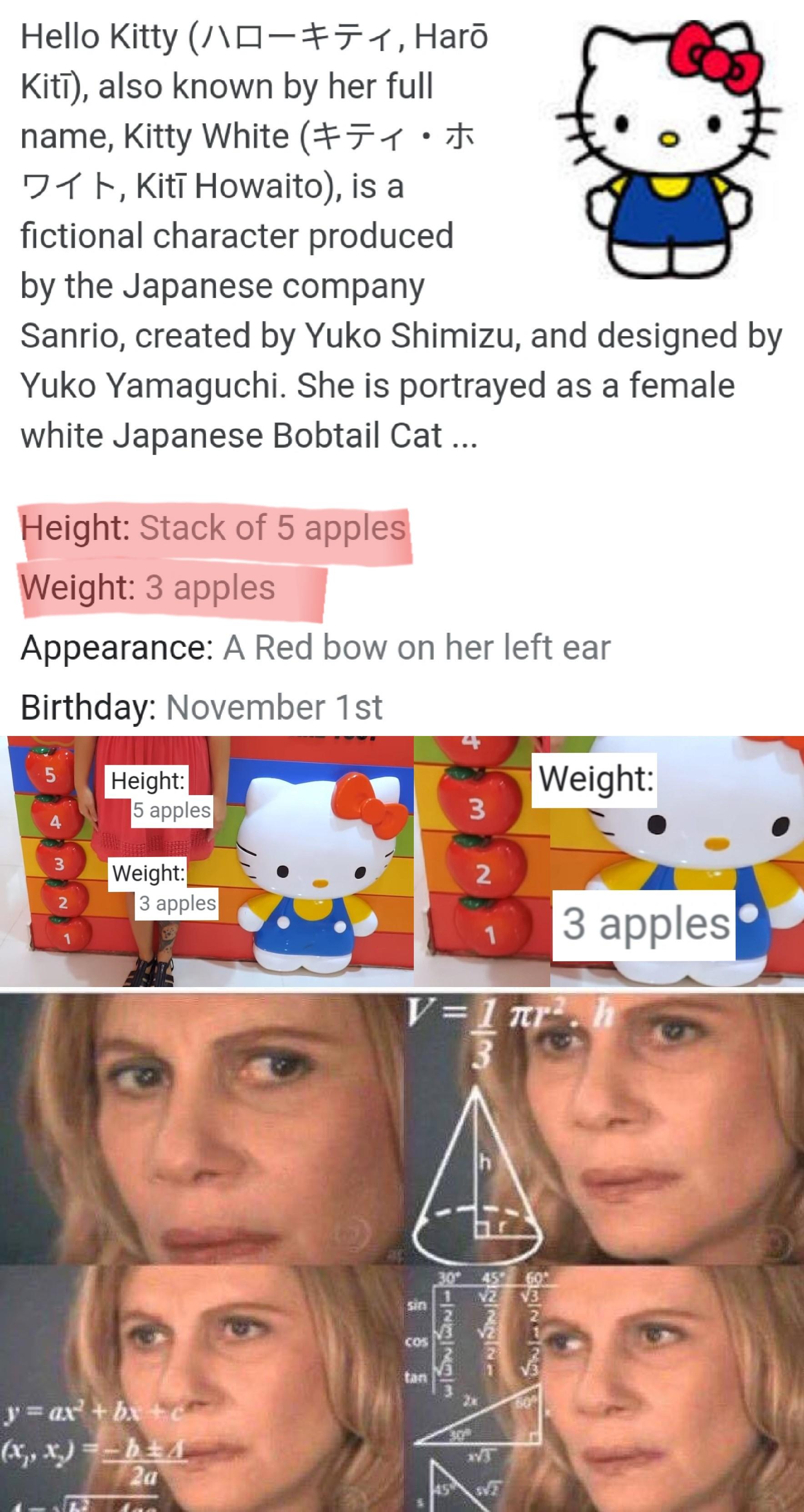 Hello Kitty's Height/Weight Ratio | Math Lady / Confused Lady | Know ...