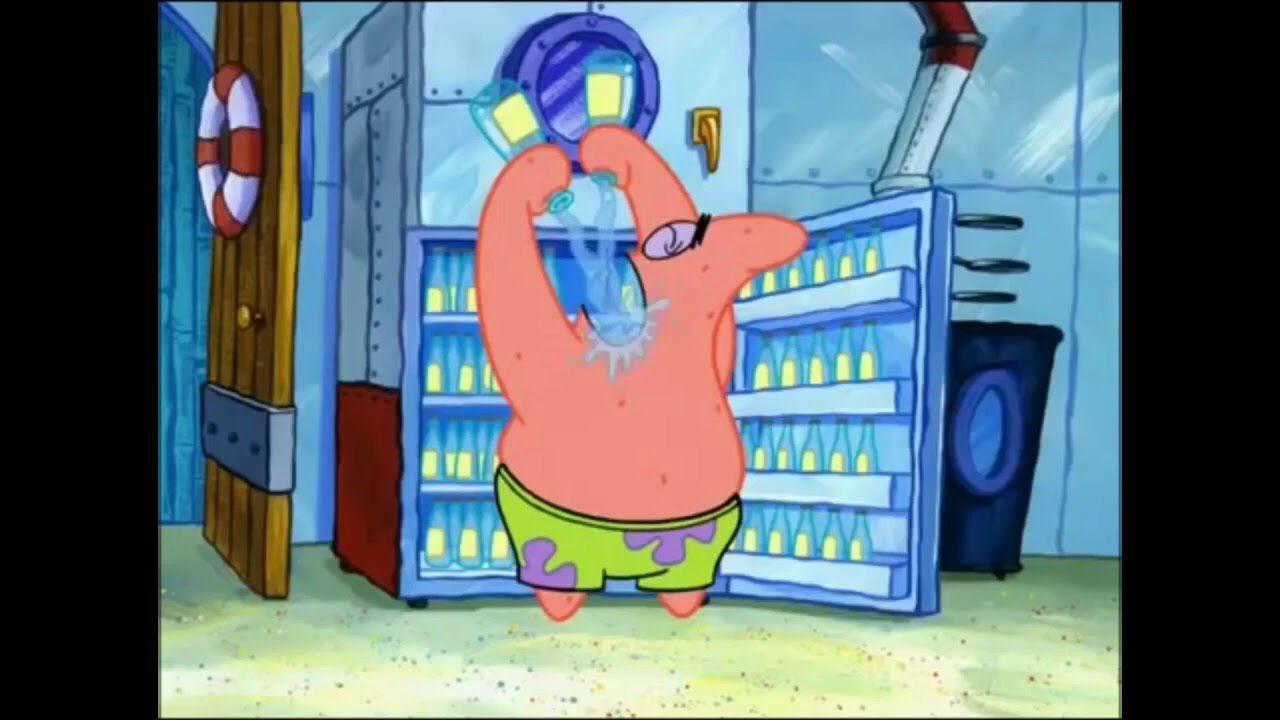 Shoutout to Spongebob for stocking his fridge with water so Patrick can ...