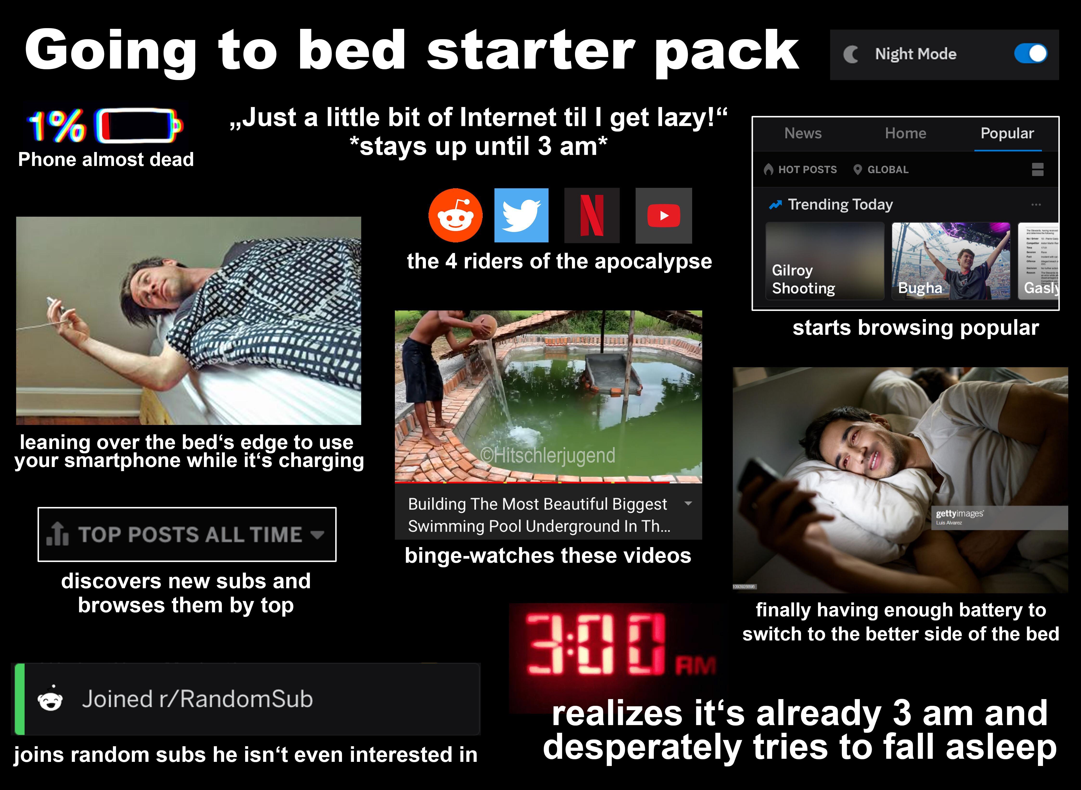 Going to bed starter pack – in night mode | r/starterpacks | Starter ...