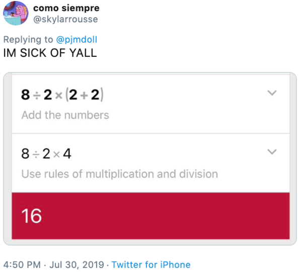 It's 16 | 8÷2(2+2) = ? | Know Your Meme