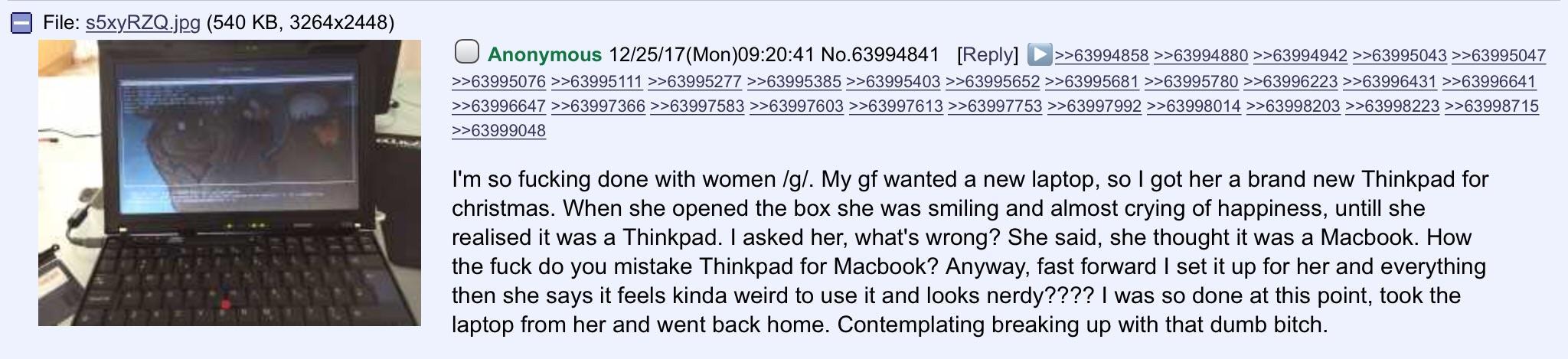 Anon buys his girlfriend a Thinkpad | ThinkPad | Know Your Meme
