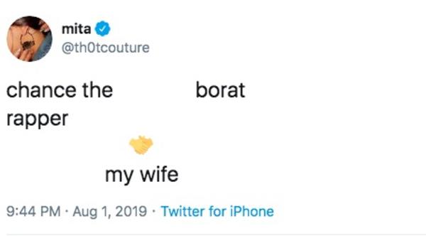 Chance and Borat | Chance the Rapper "I Love My Wife" | Know Your Meme