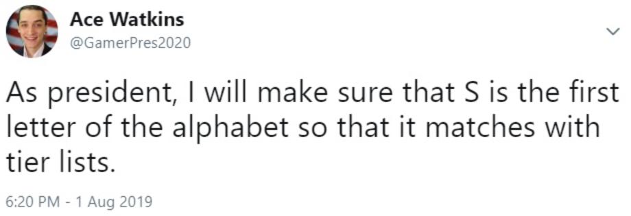 Ace Watkins on Tier Lists | Gamer President Ace Watkins | Know Your Meme