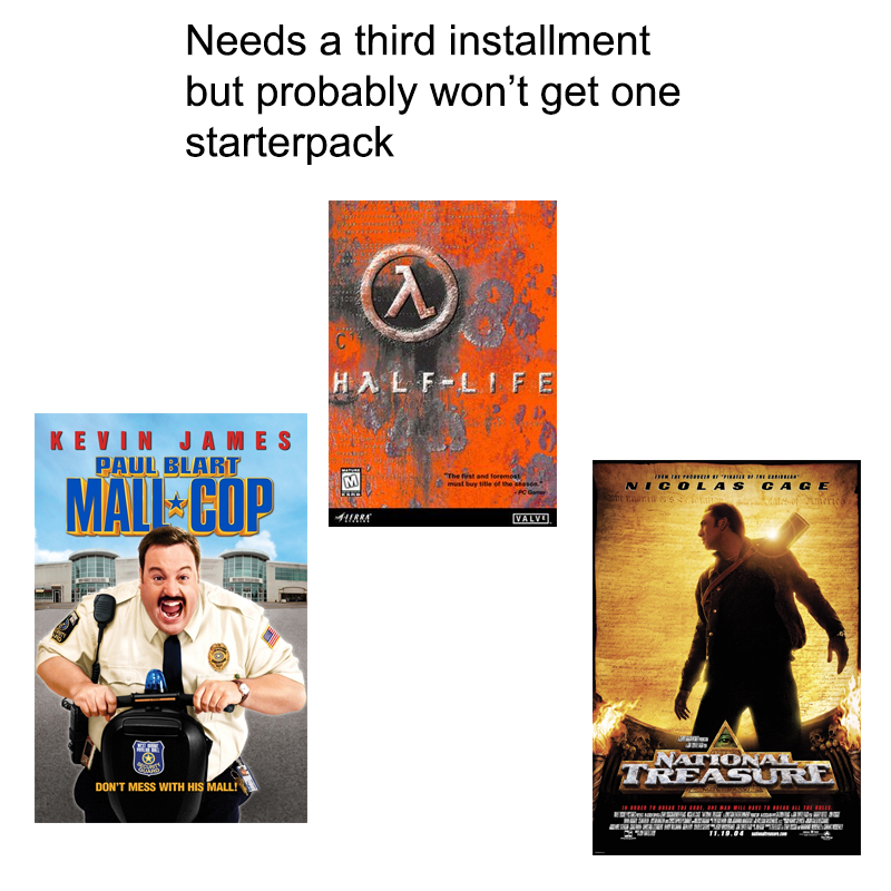 The "Needs a third installment but probably won't get one" starterpack ...