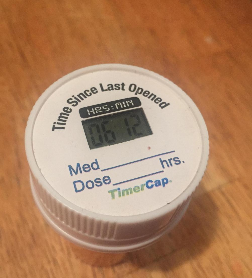 This pill bottle that tells you how long since you last took your pills ...