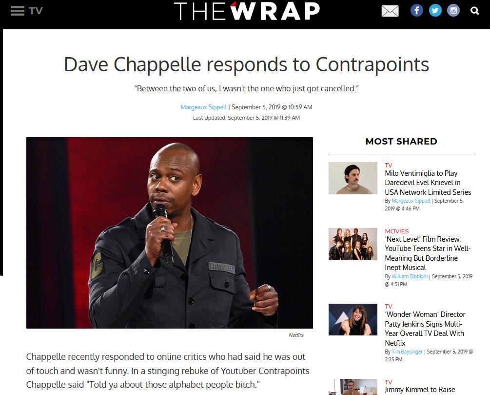 Dave Chappelle responds to ContraPoints | ContraPoints | Know Your Meme