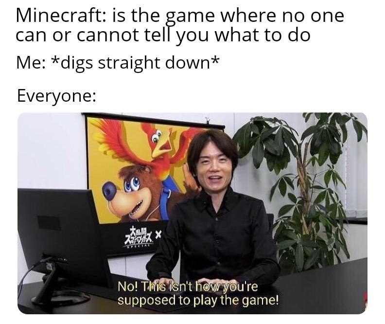 Digging straight down bad | r/MinecraftMemes | Minecraft | Know Your Meme