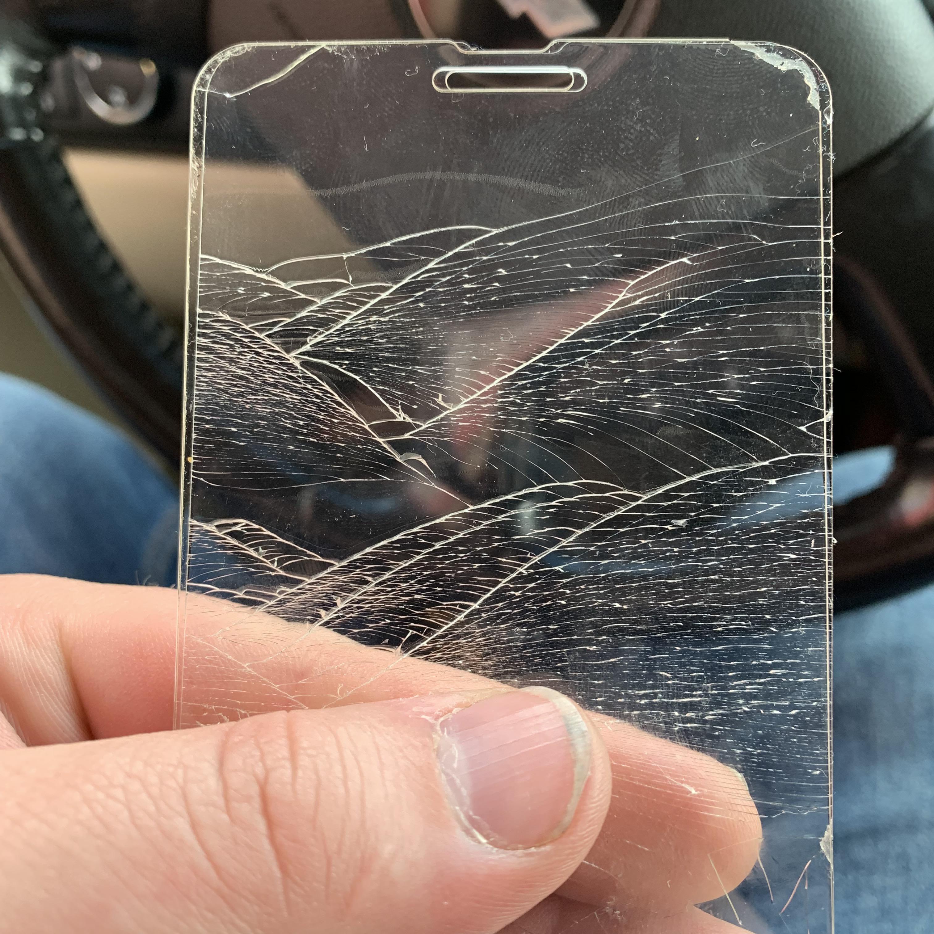 The way these two old screen protectors broke to look like a landscape ...