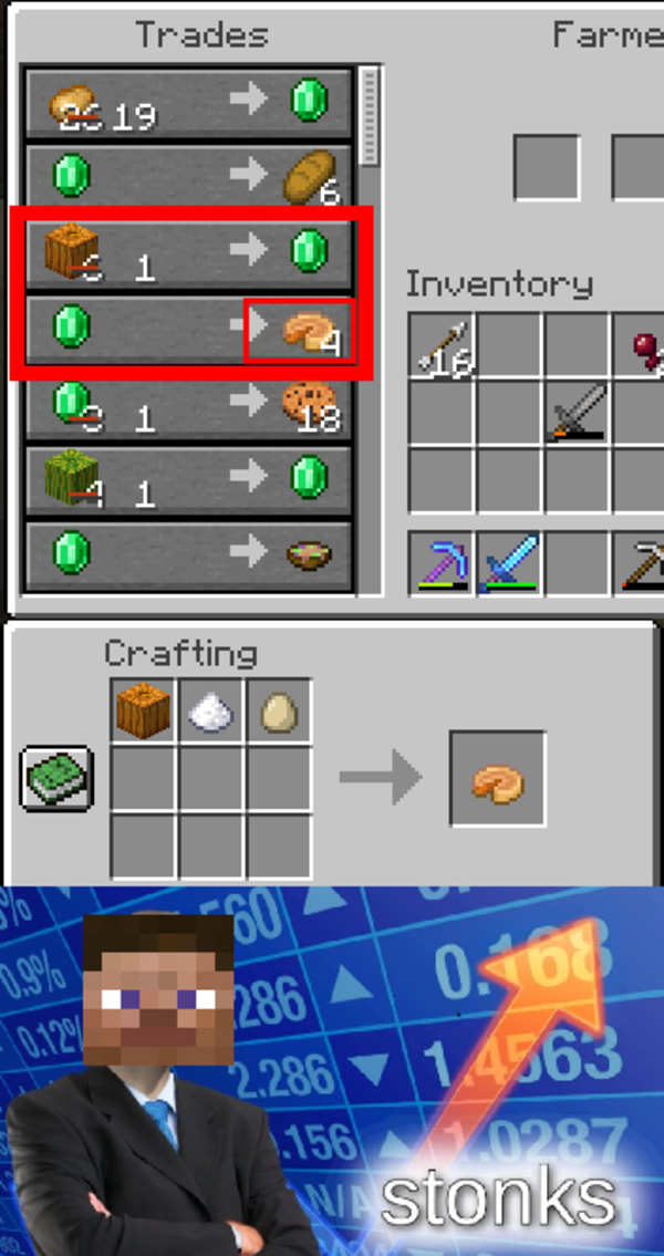 finally a good trade | r/MinecraftMemes | Stonks | Know Your Meme