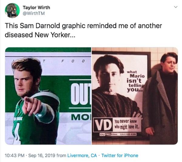 Friends Reference | ESPN's "Sam Darnold: Out Indefinitely" Graphic ...