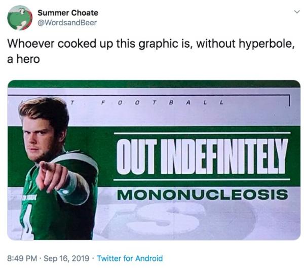 Hero | ESPN's "Sam Darnold: Out Indefinitely" Graphic | Know Your Meme