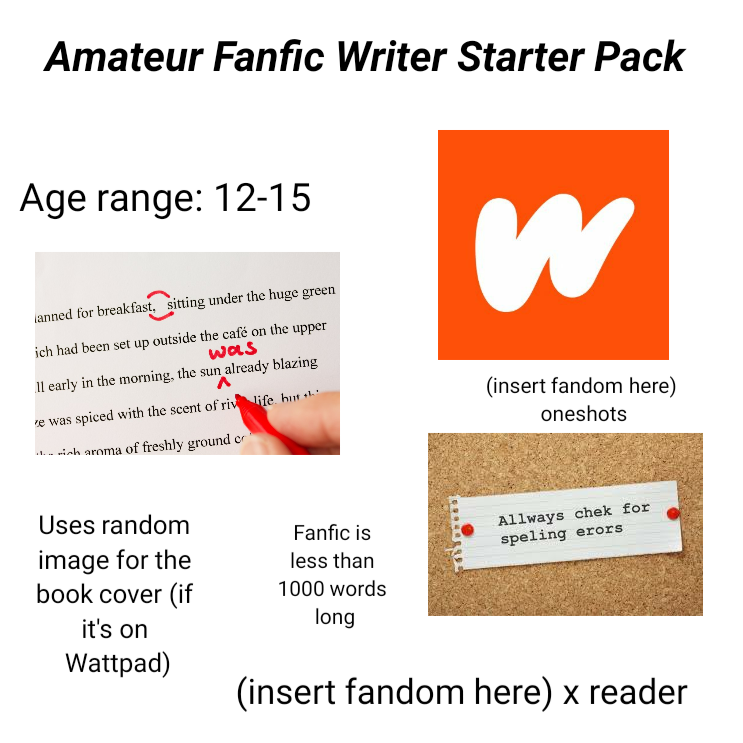 Amateur Fanfic Writer Starter Pack | r/starterpacks | Starter Packs ...