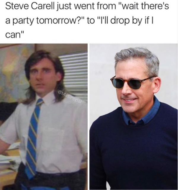 Steve Carell justwent from 'There's a party tomorrow?' to 'I'll drop by ...