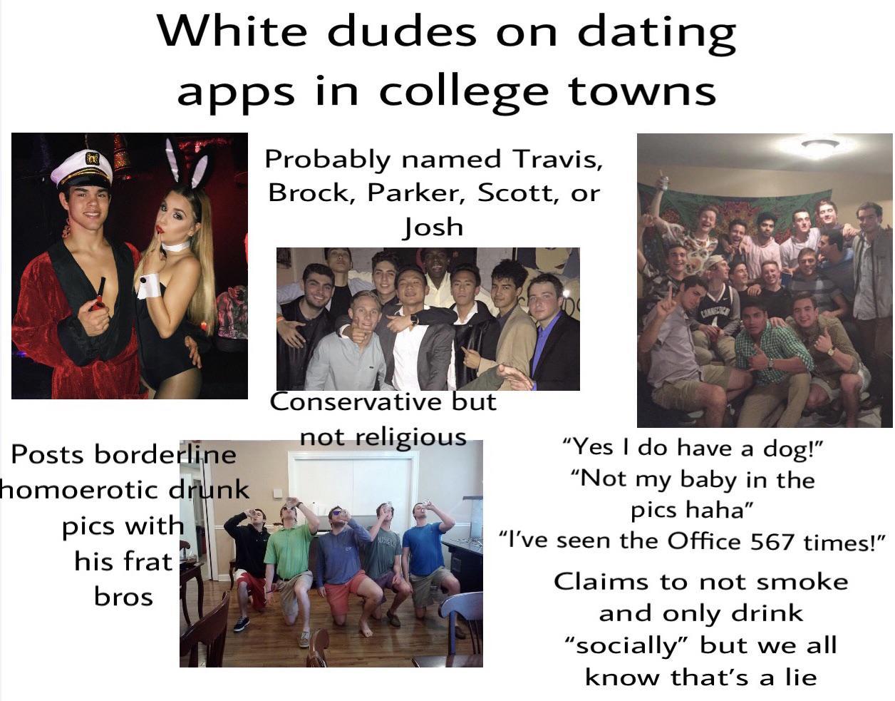 White dudes on dating apps in college towns starter pack | r ...