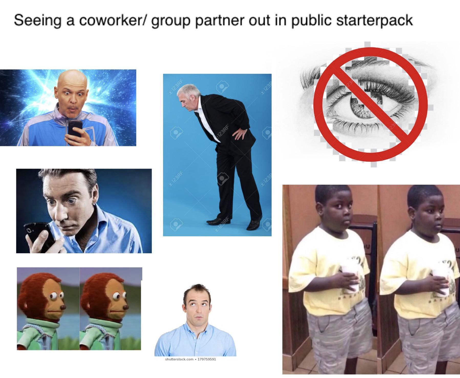 Seeing a group partner/ coworker in public starterpack | r/starterpacks ...