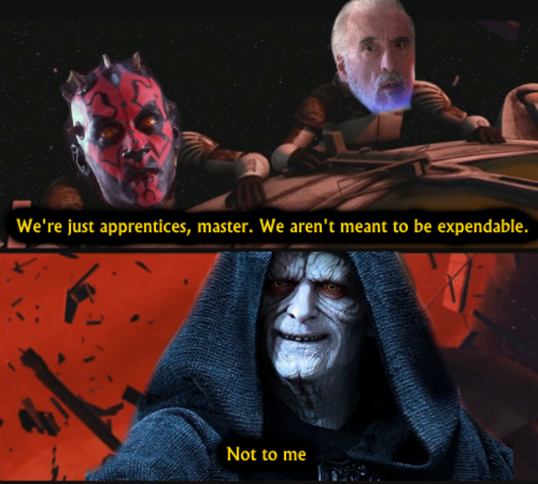 Surprised it took Palps that long to replace Vader too | r/PrequelMemes ...