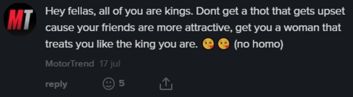 MotorTrend's Comment | King | Know Your Meme