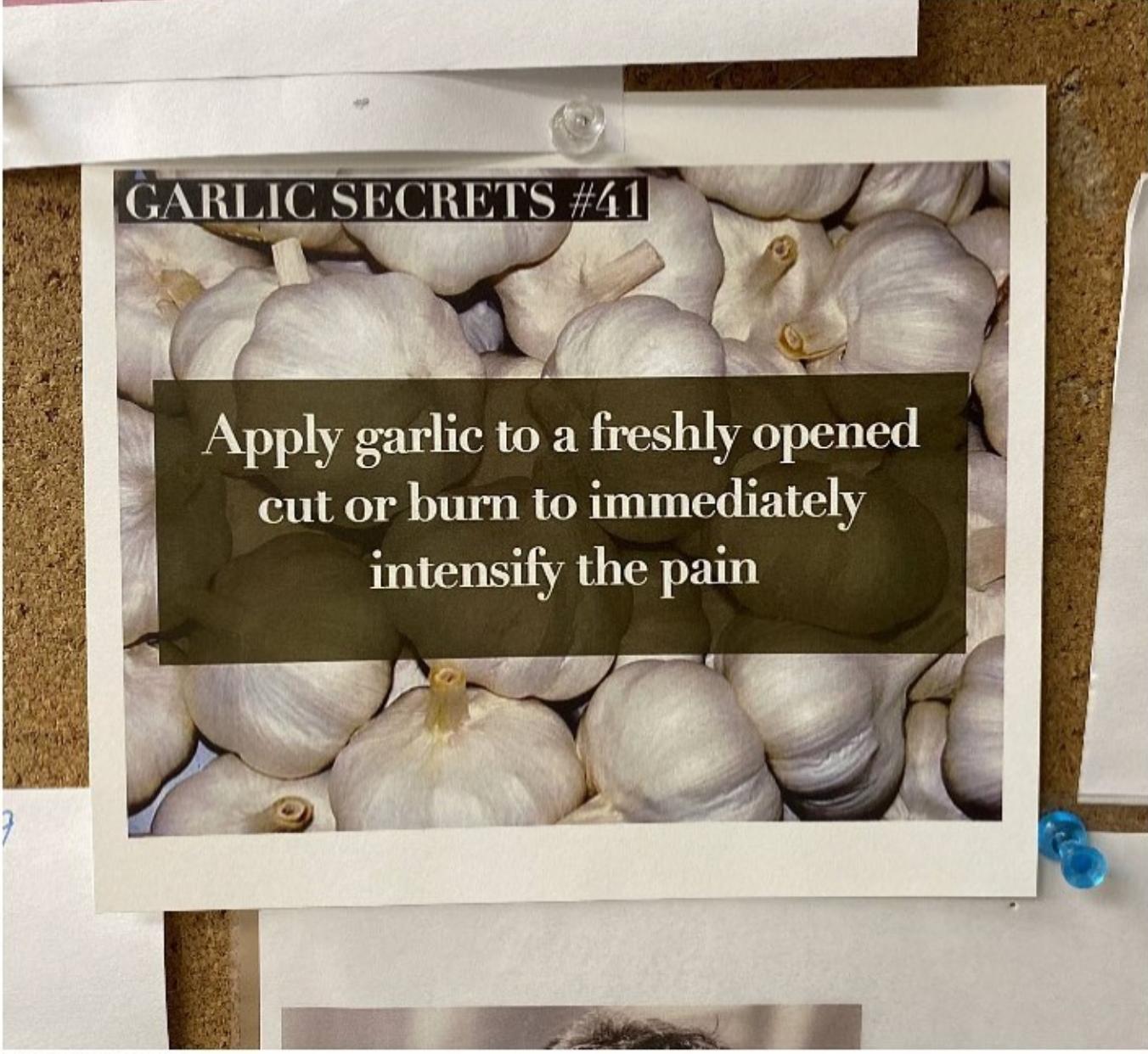 SLPT: Put garlic on your open cuts. | r/ShittyLifeProTips | X Facts ...
