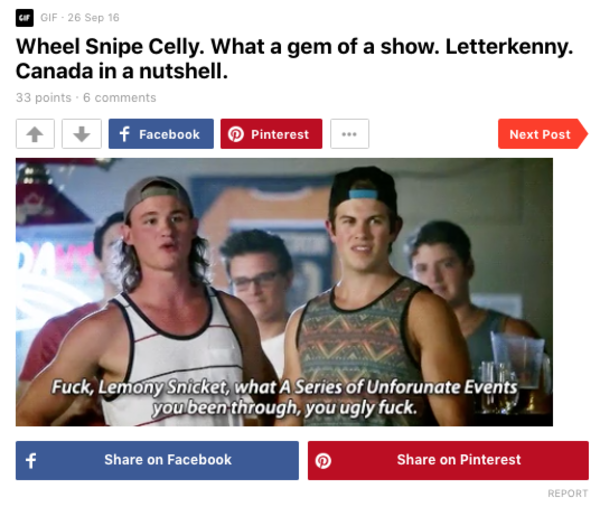 Wheel Snipe Celly. What a gem of a show. Letterkenny. Canada in a ...