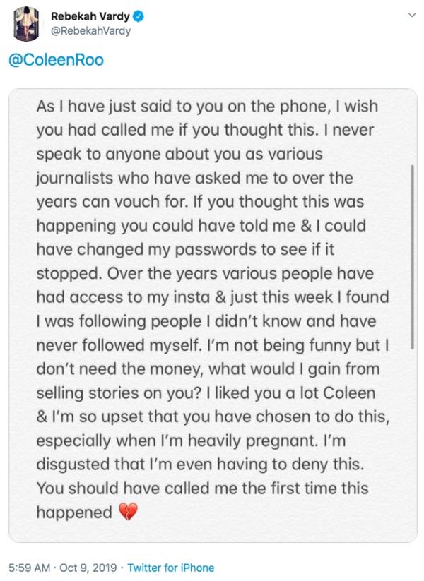 Rebekah's Response | Coleen Rooney Accuses Rebekah Vardy of Leaking ...