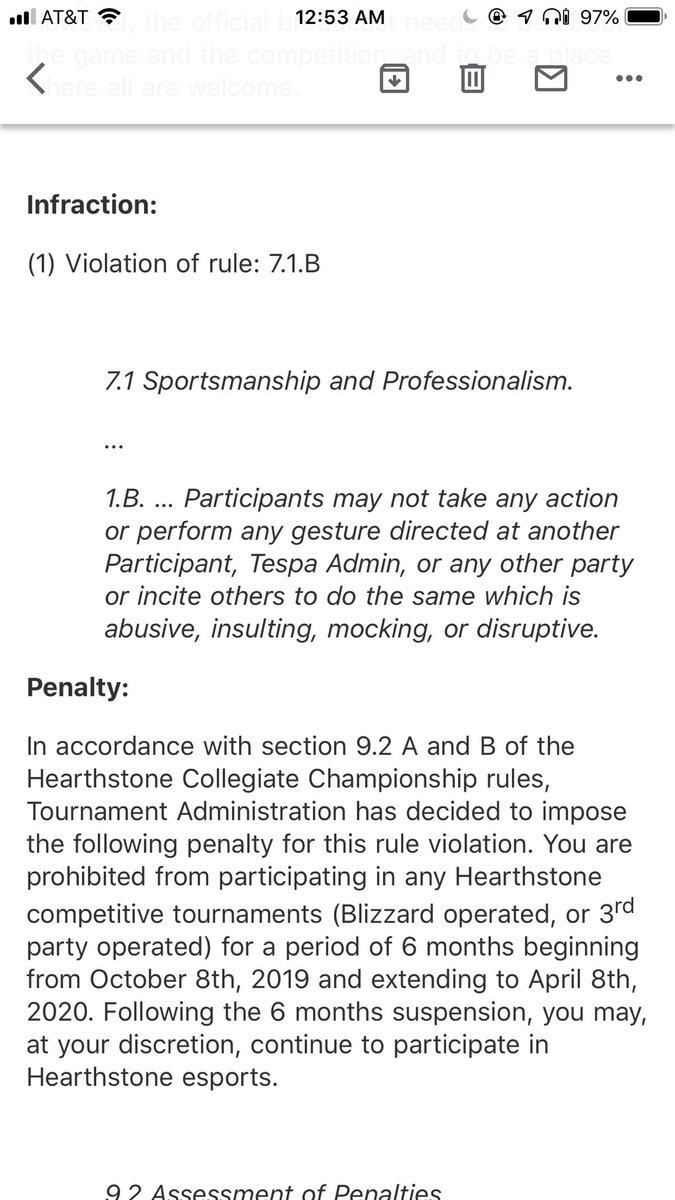 American University Hearthstone Team Ban Mail Part Two | 2019 Blizzard ...