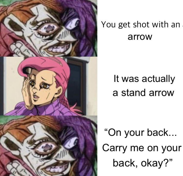 Low effort. Overused format. Let’s go. | /r/ShitPostCrusaders/ | Choking Doppio | Know Your Meme